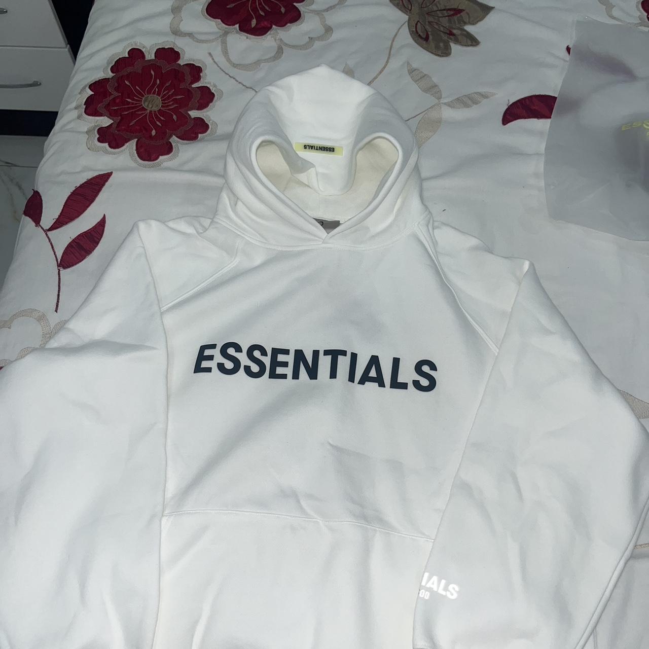 white Essentials fear of god hoodie size medium - Depop