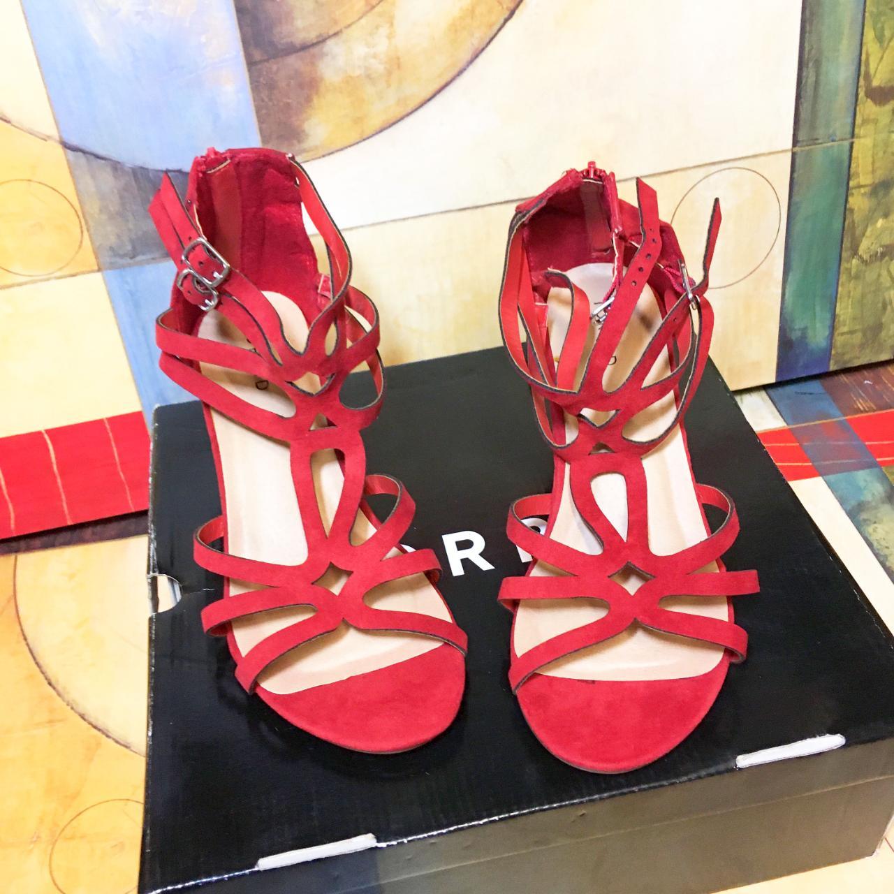 NEW] Women's Torrid Red Caged Midi Wedge (Wide... - Depop