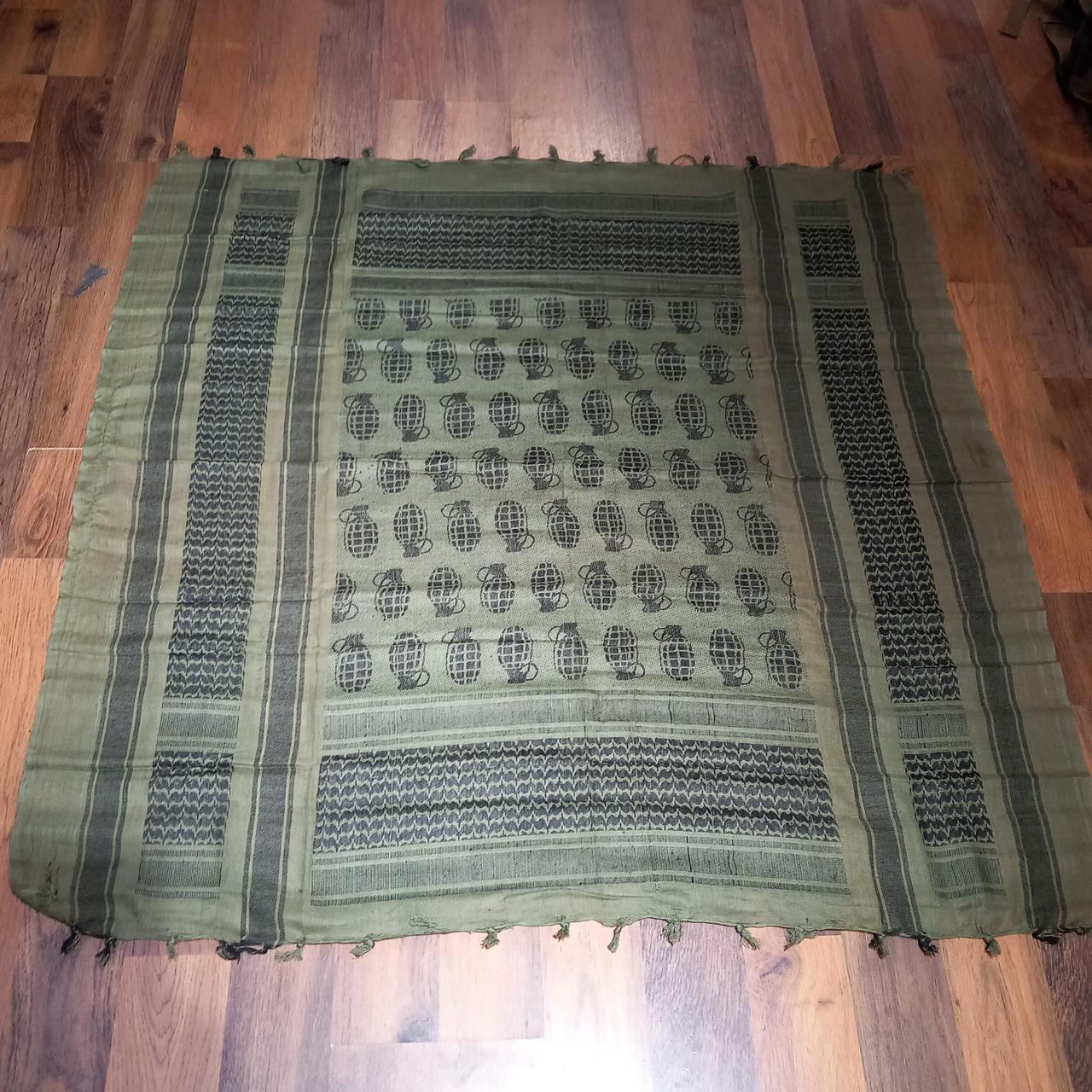 Shemagh Olive Green with Grenade Pattern Reversible... - Depop