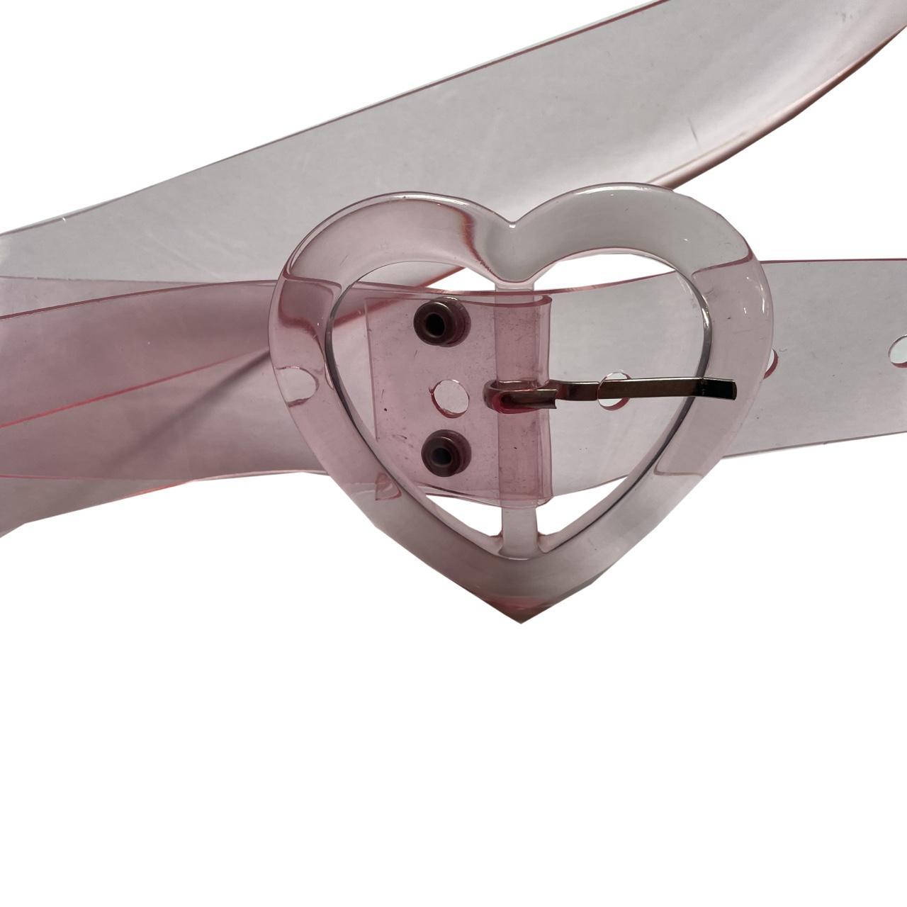 Heart belt Clear pink belt with heart buckle... - Depop