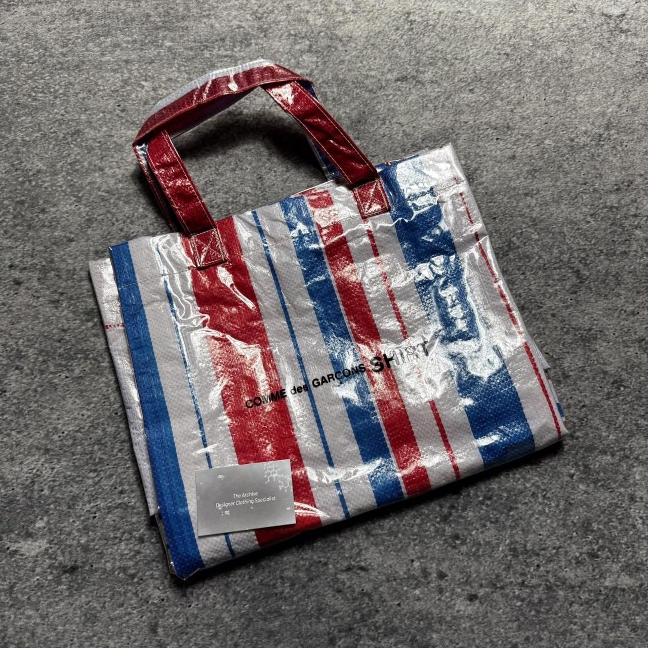 - CDG Comme Des Garçons PVC Blue Stripe Tote Bag. ... - Depop