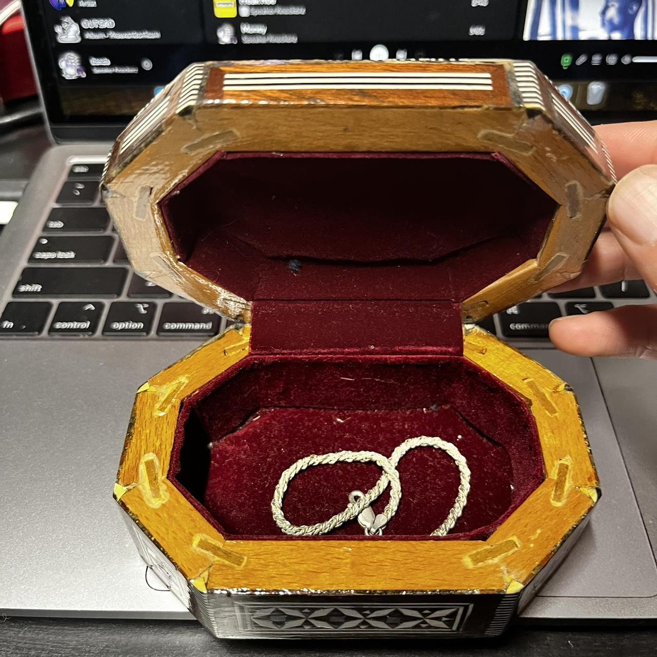 Vtg cute wooden abalone shell jewelry trinket box... | Depop