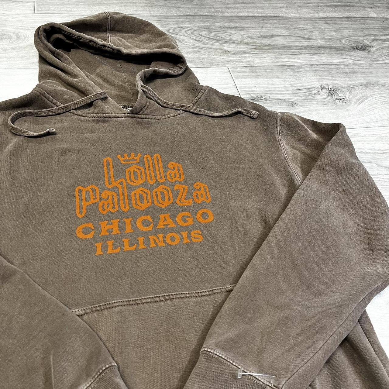 Y2k concert merch lollapalooza chicago hoodie brown... - Depop