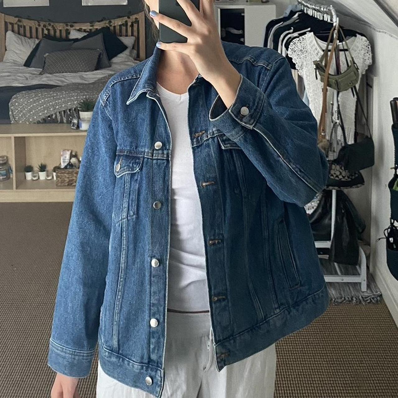 Super thick / good quality denim jacket in dark wash... - Depop
