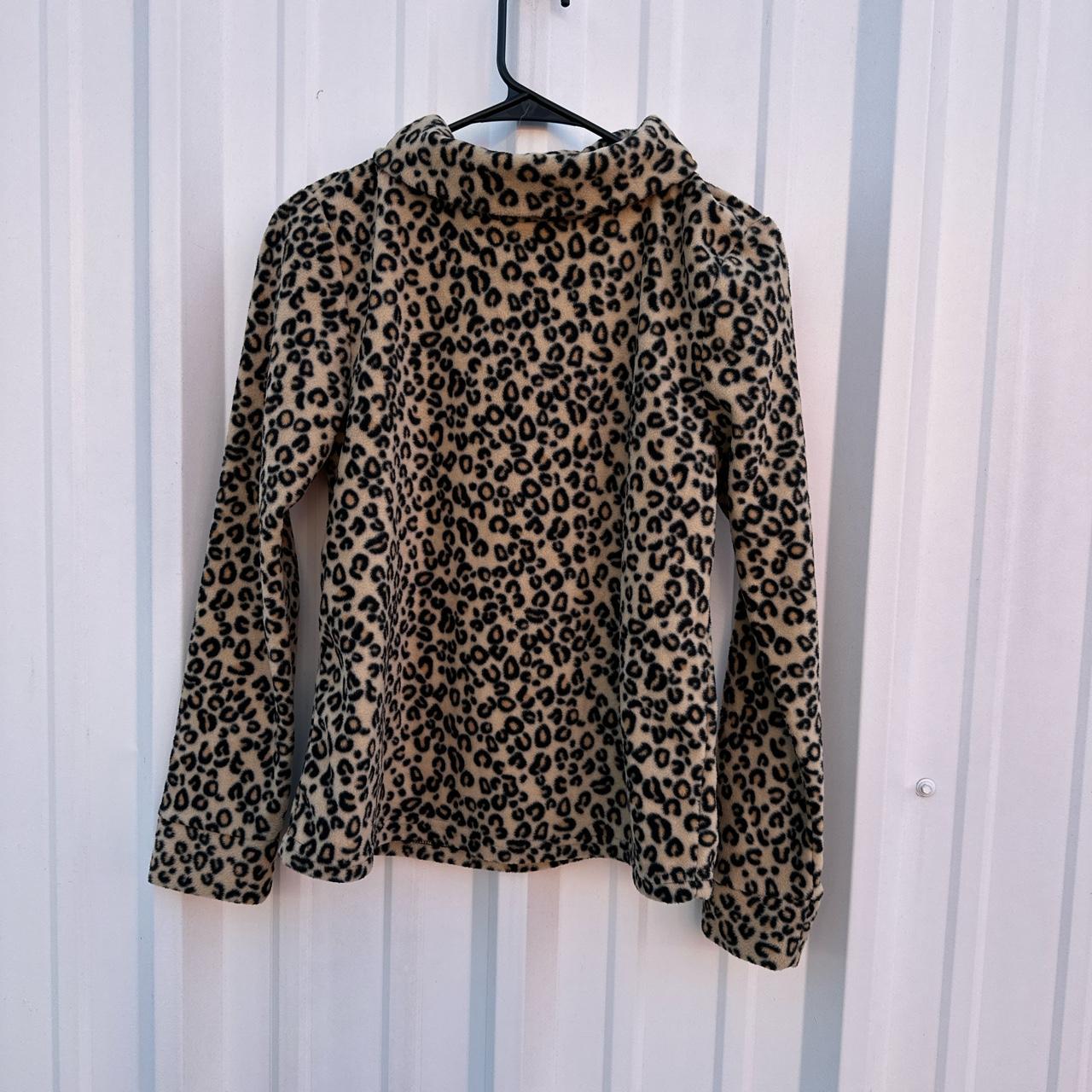 Fuzzy animal print turtle neck fleece like material... - Depop