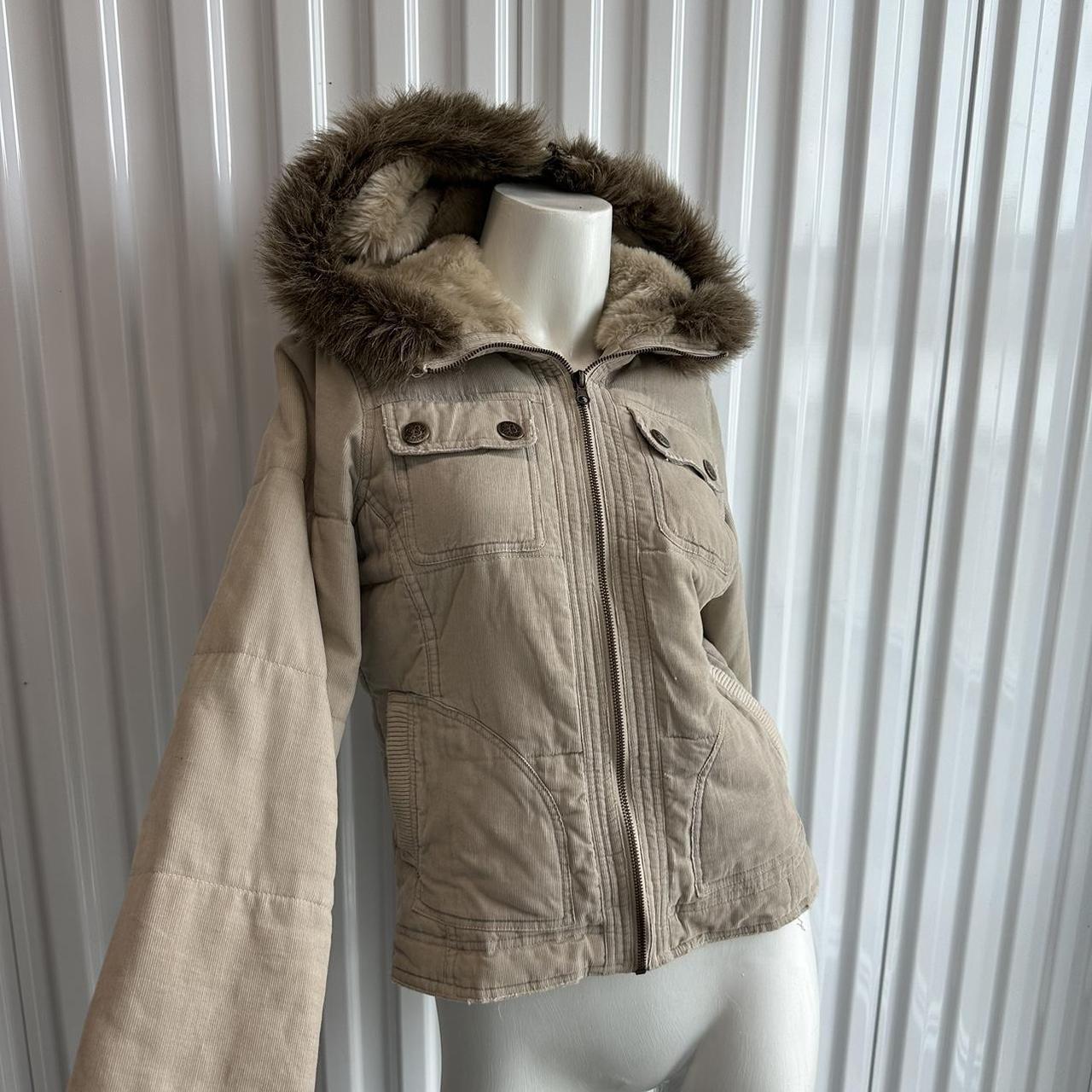 Y2K fur lined hooded jacket. Size medium. #y2k... - Depop