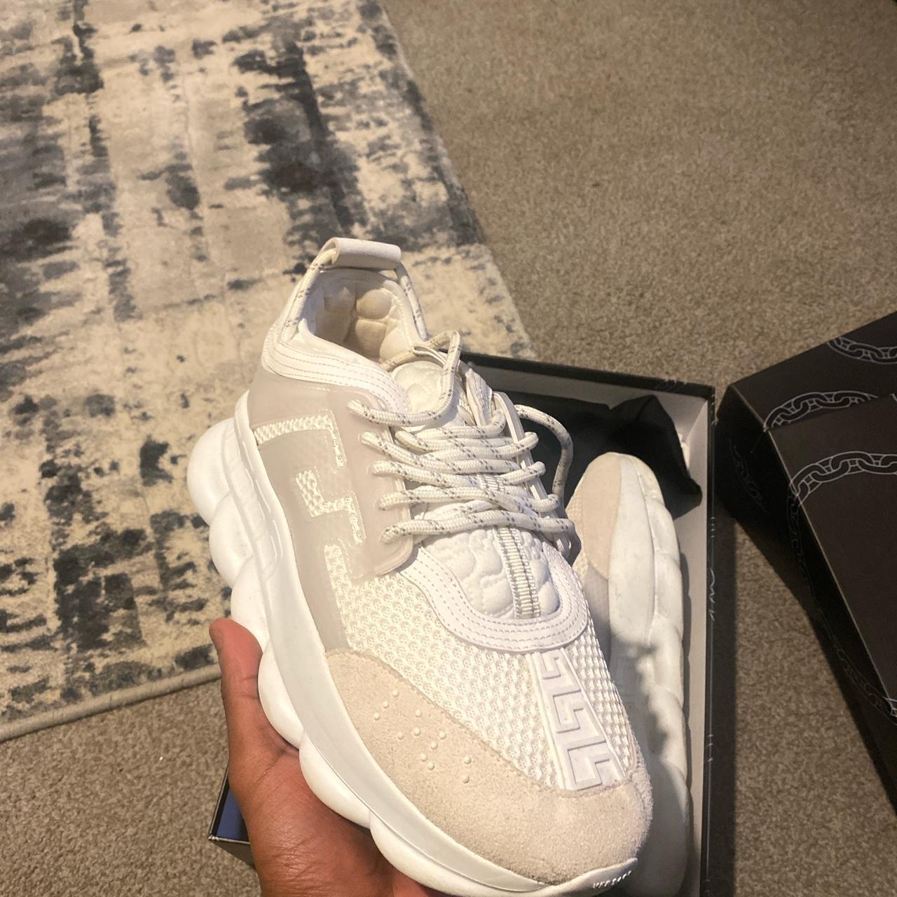 Versace Chain Reaction Trainers White/off white... - Depop