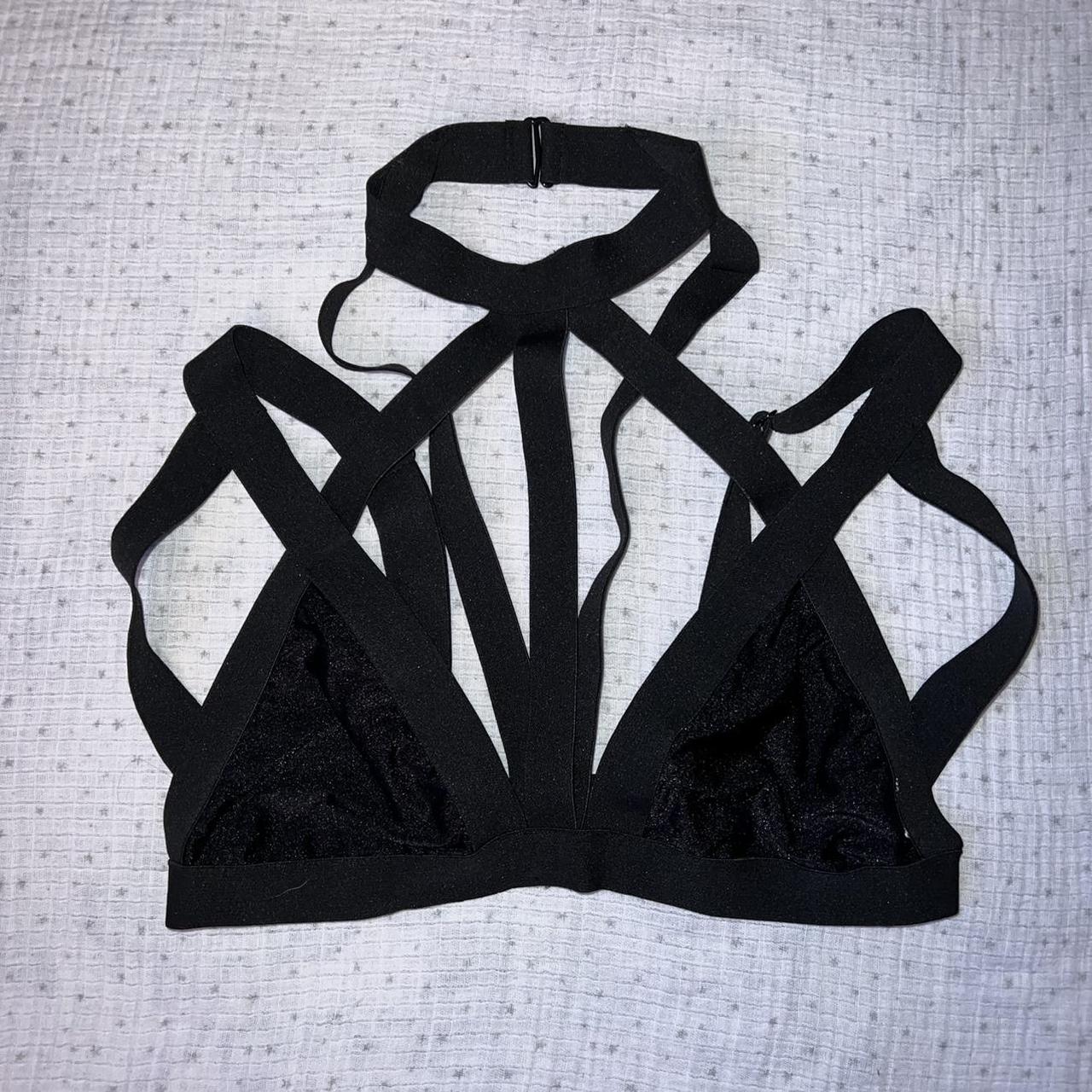 iHeartRaves harness style bralette in size M.... - Depop