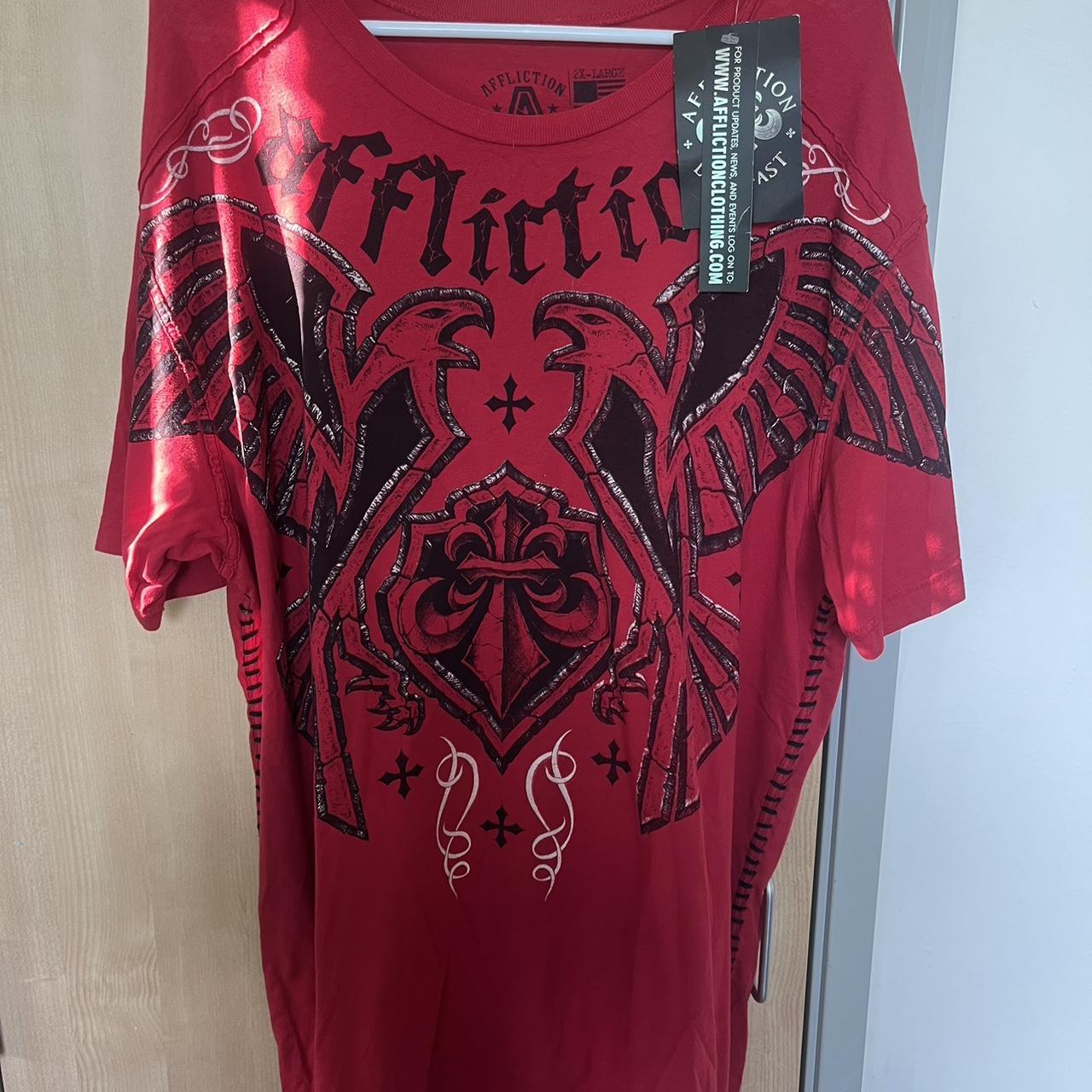 new with tags Affliction red and black shirt Men’s 2xl - Depop