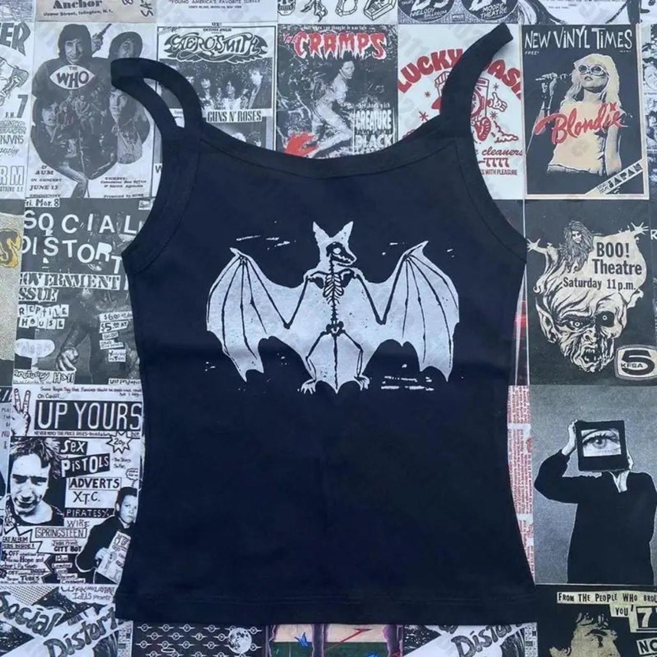 grunge bat graphic tanki top brand: unbranded -... - Depop