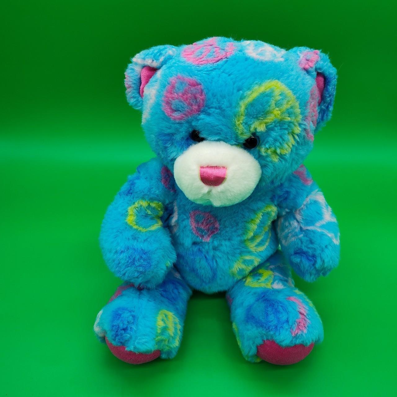 Build-A-Bear Workshop Blue Peace Sign Hippie Bear... - Depop