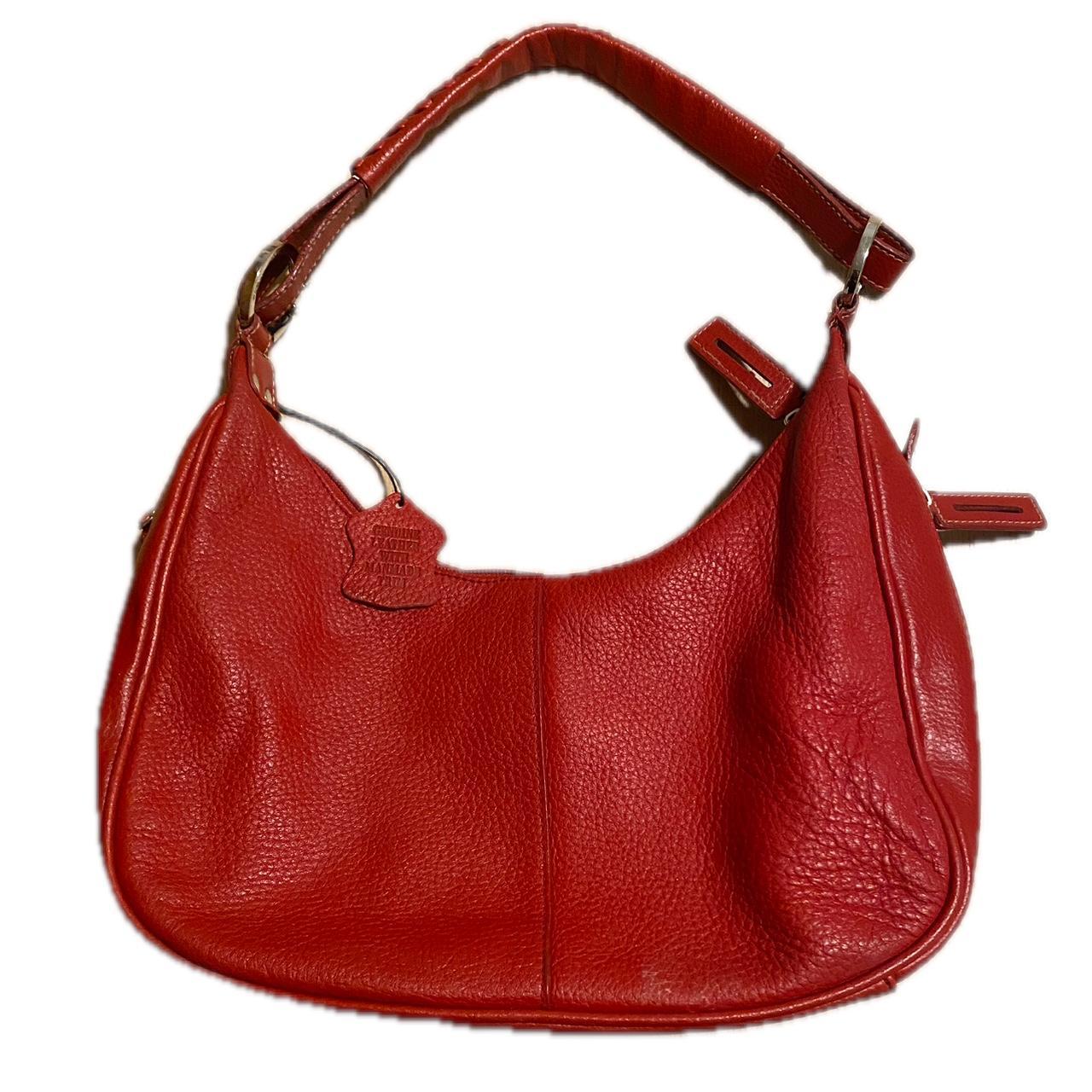 Red shoulder bag with side zipper detail and... - Depop