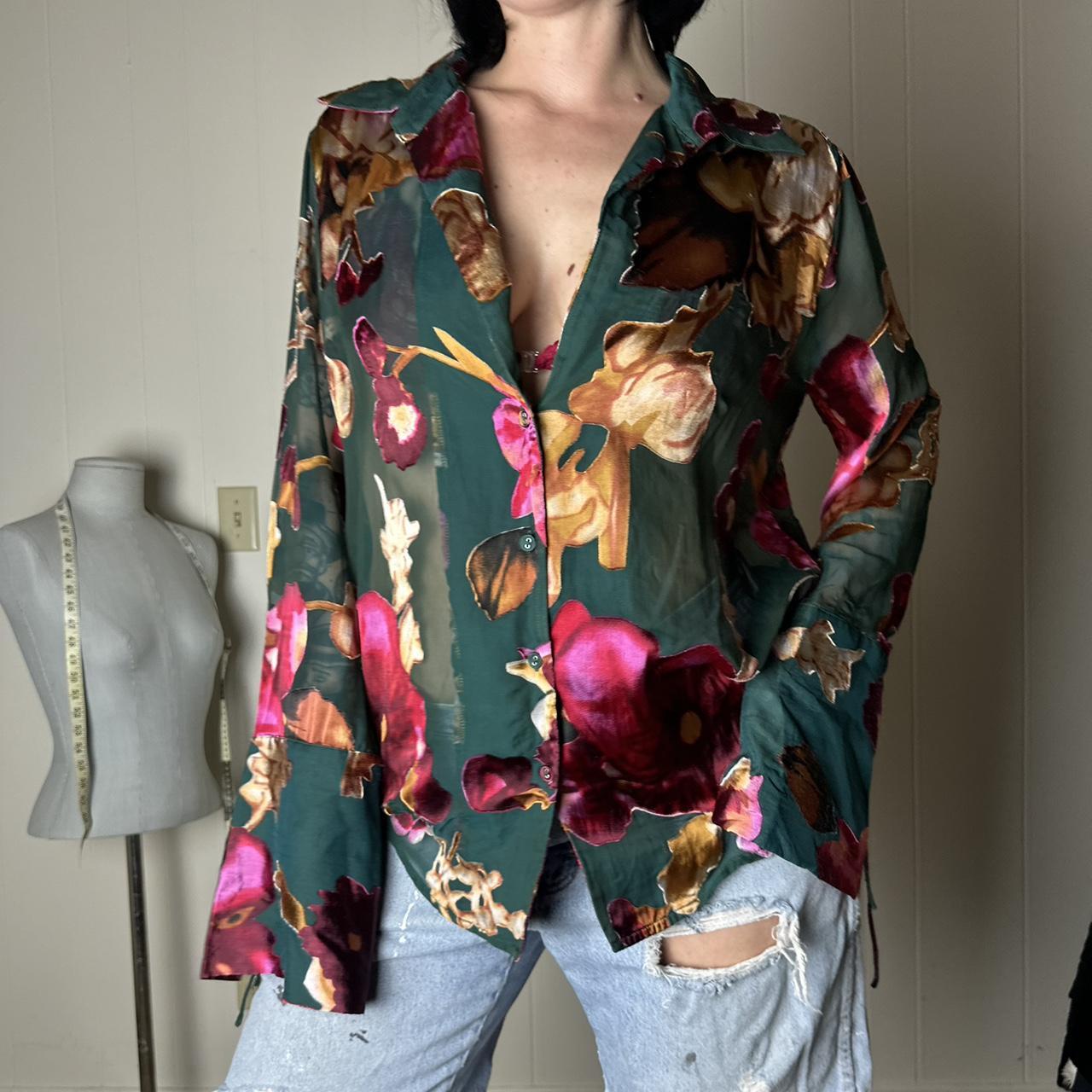 Rat & Boa Silk burnout blouse. Beautiful colors on... | Depop