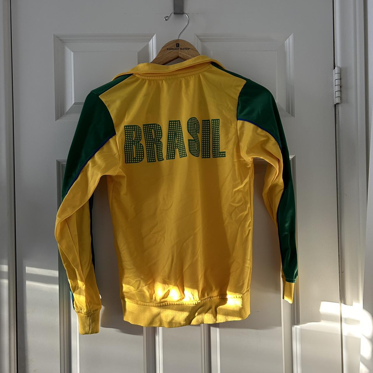 Yellow and green Brazil track jacket #retro - Depop