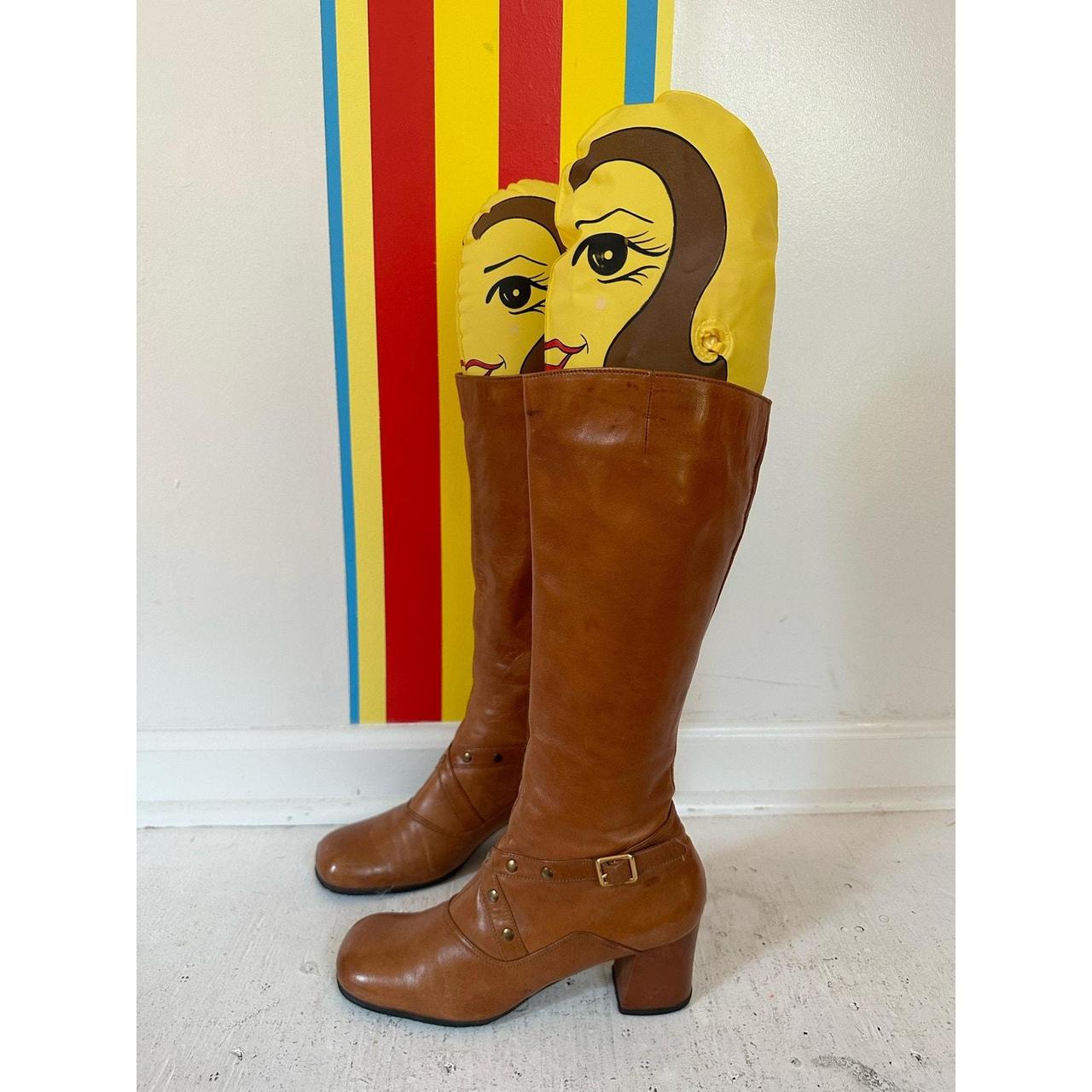 Boot drop!! Caramel studded leather gogo boot By... - Depop