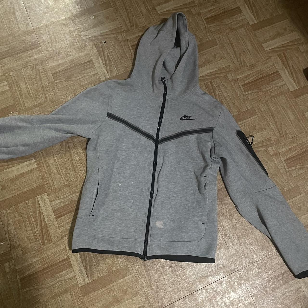 Nike tech fleece grey and black hoodie Bleach Stain... - Depop