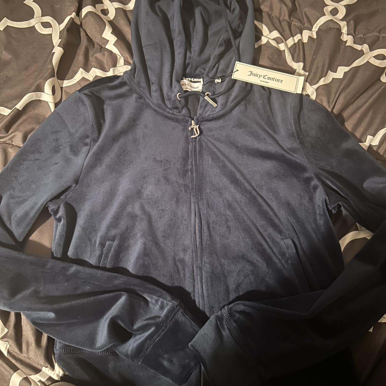 Navy blue juicy couture crop top zip up💙 - Depop