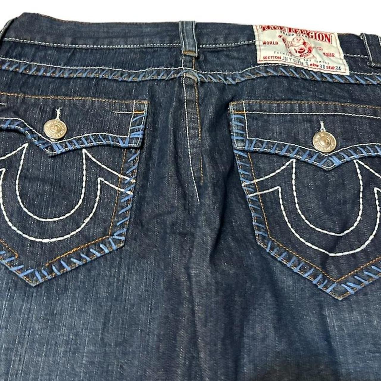 Cool blue stitch true religion jeans. size 34.... - Depop