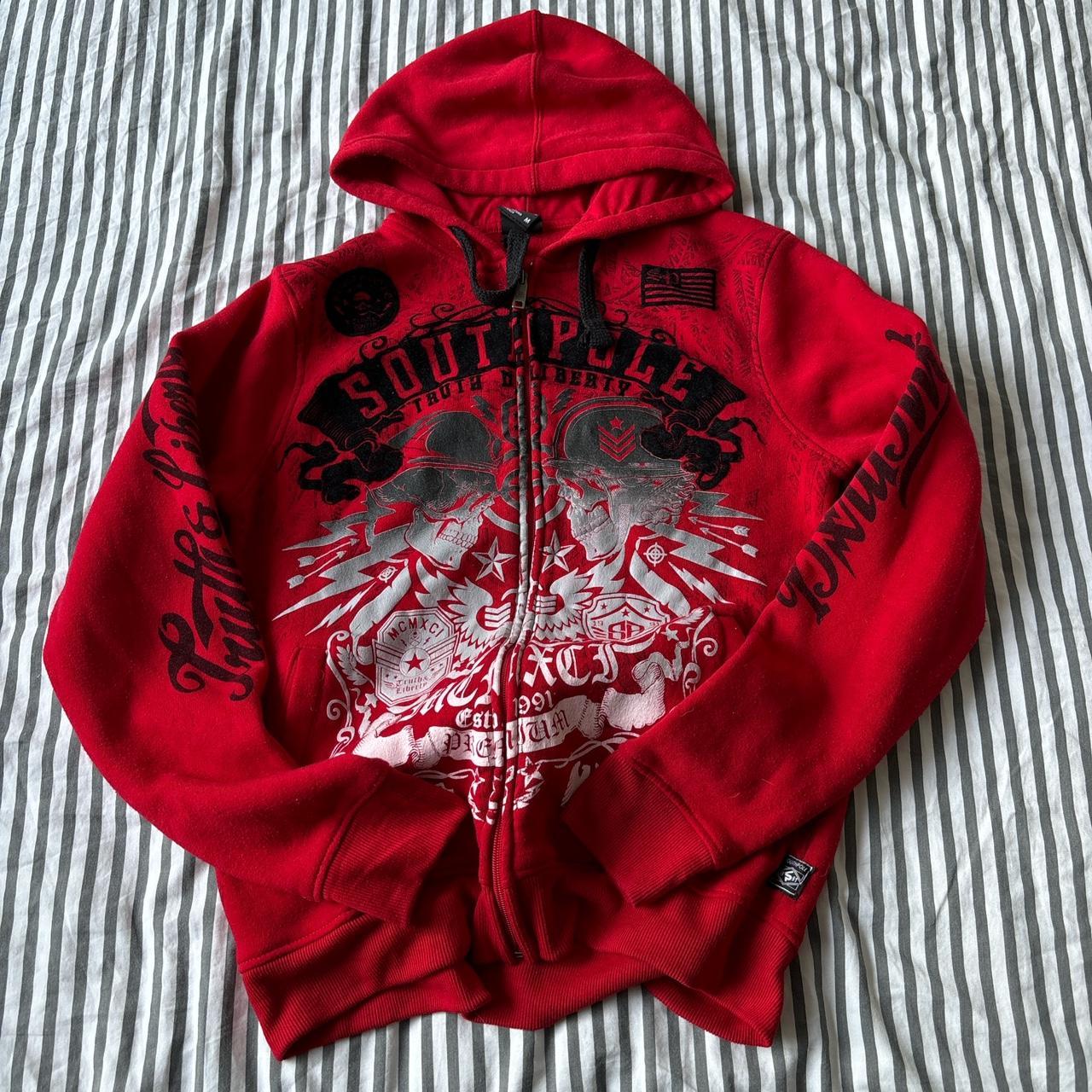 Cool early 2000s southpole affliction style zip up... - Depop