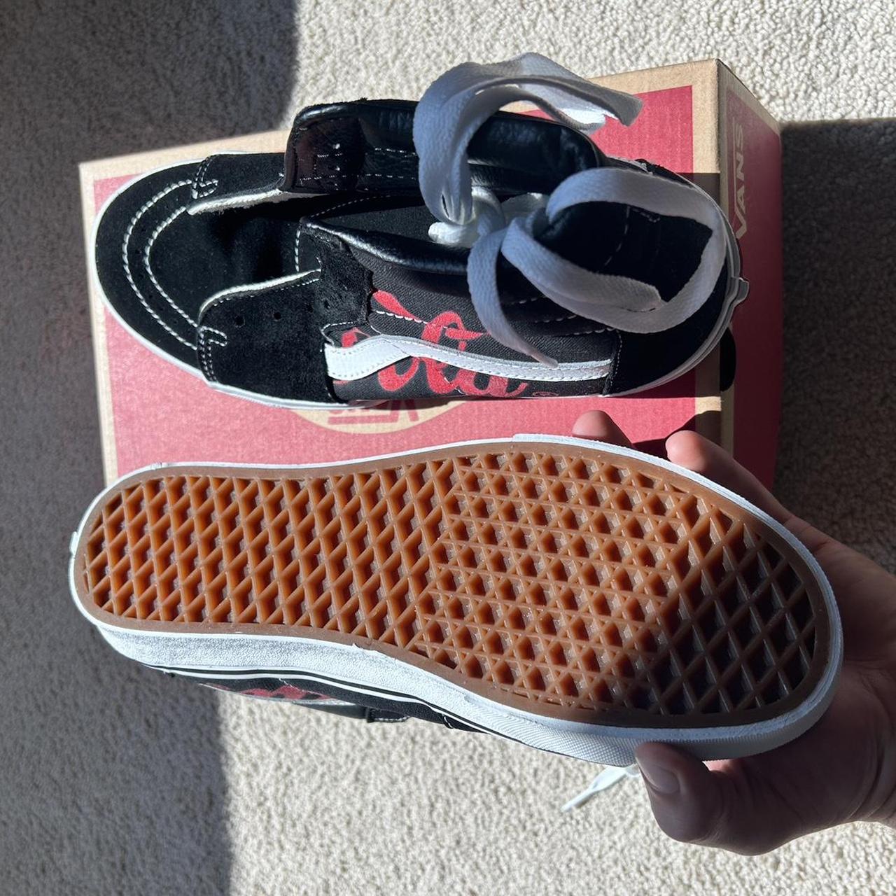 Custom Black and Red Vans sk8 hi trainers - never... - Depop