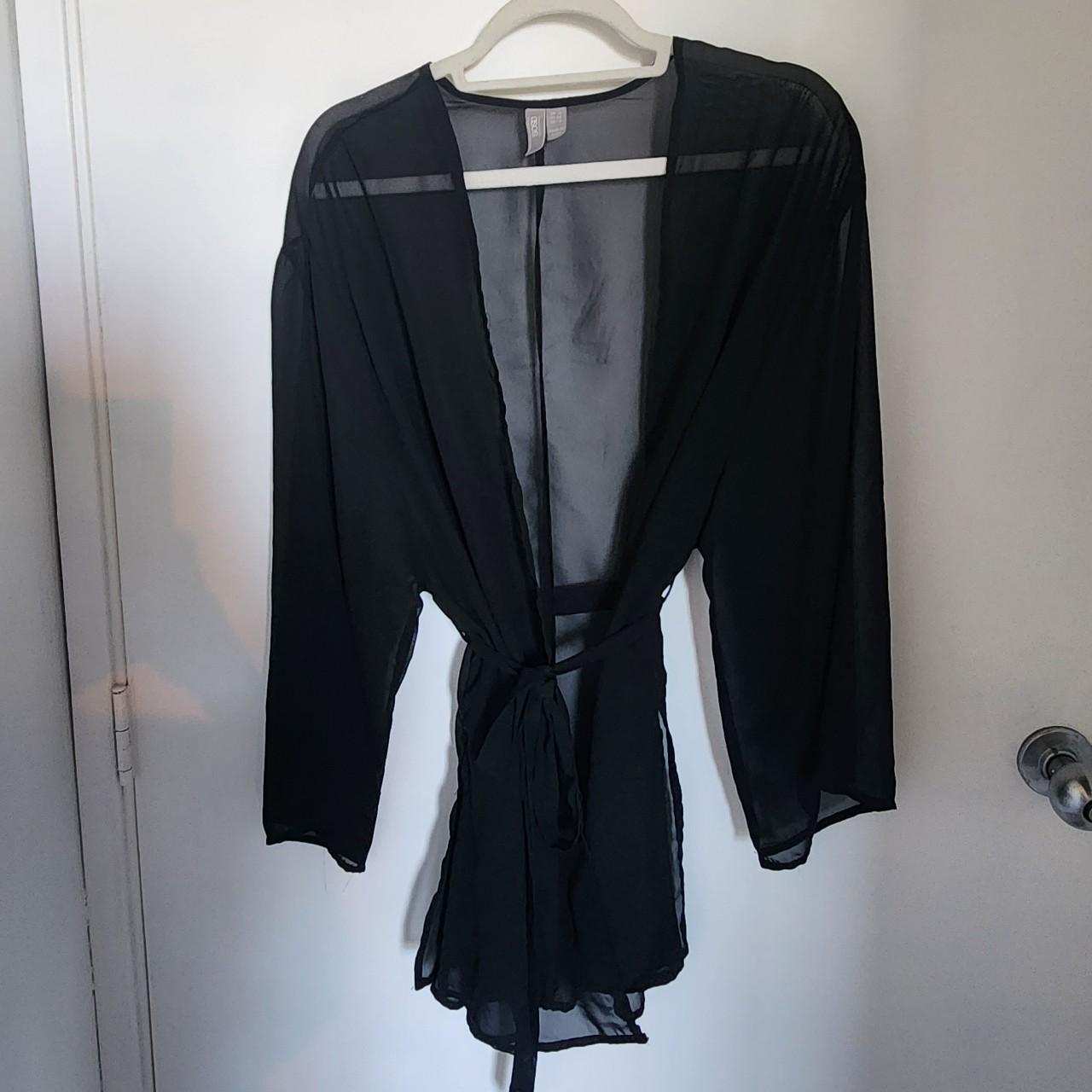 Black sheer robe or cover up - Depop