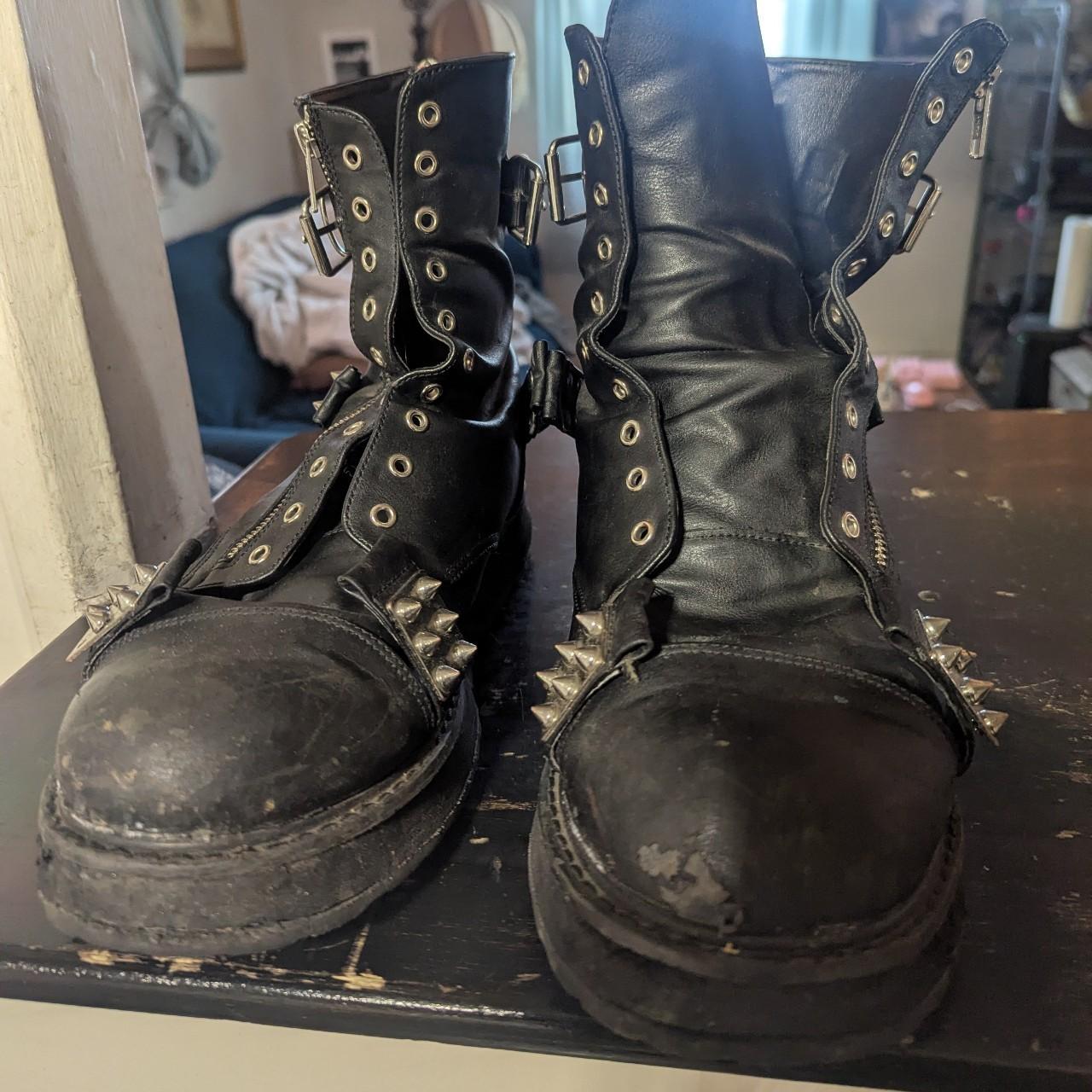 demonia combat boots size 12 mens wearable but in... | Depop