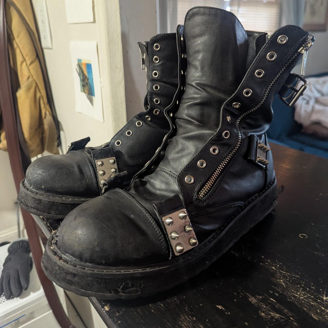 demonia combat boots size 12 mens wearable but in... | Depop