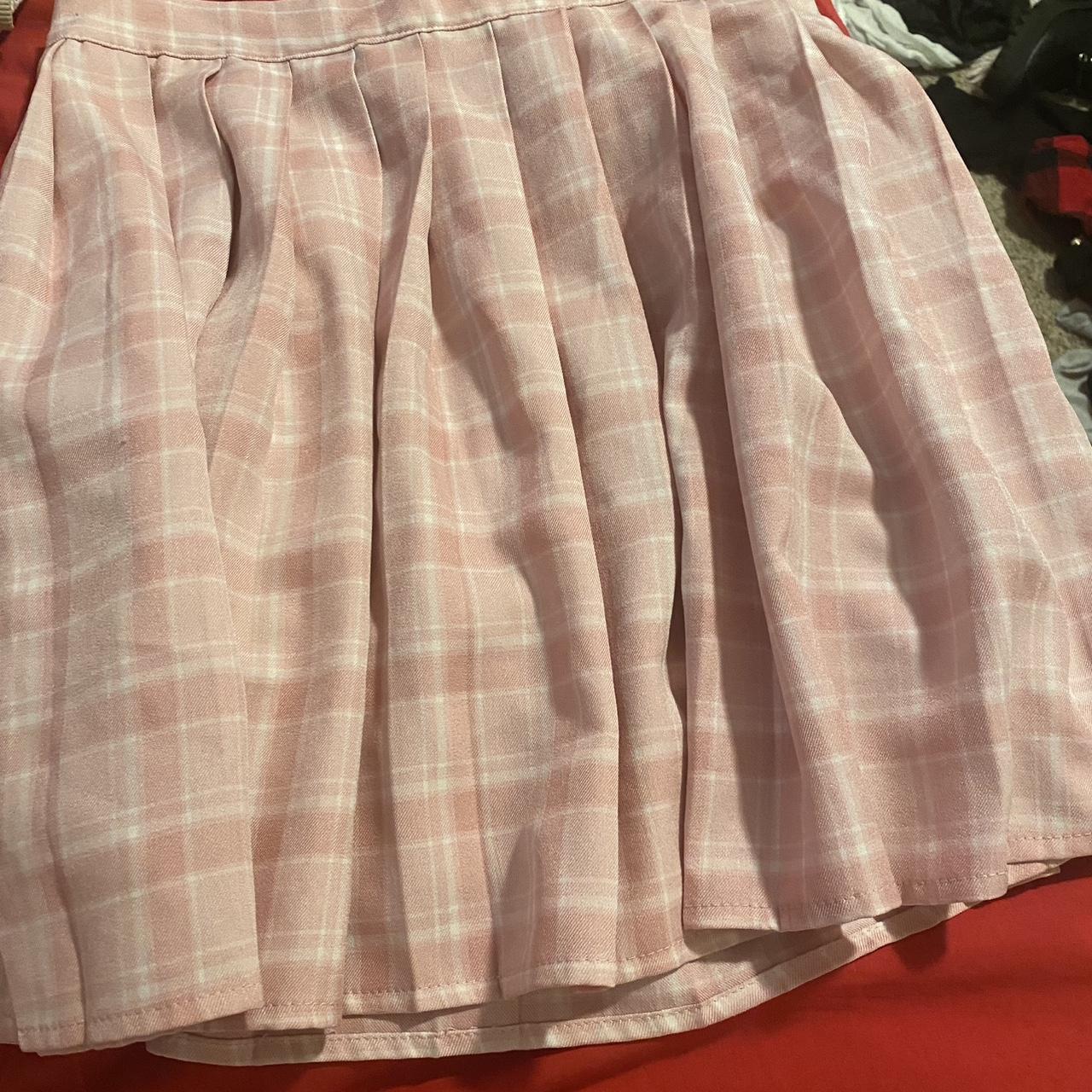 Pink and white Shien pleated plaid skirt! I haven’t... | Depop