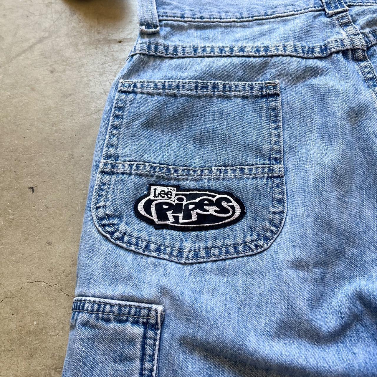 Vintage 90s Lee Pipes denim cargo shorts— Super sick... - Depop