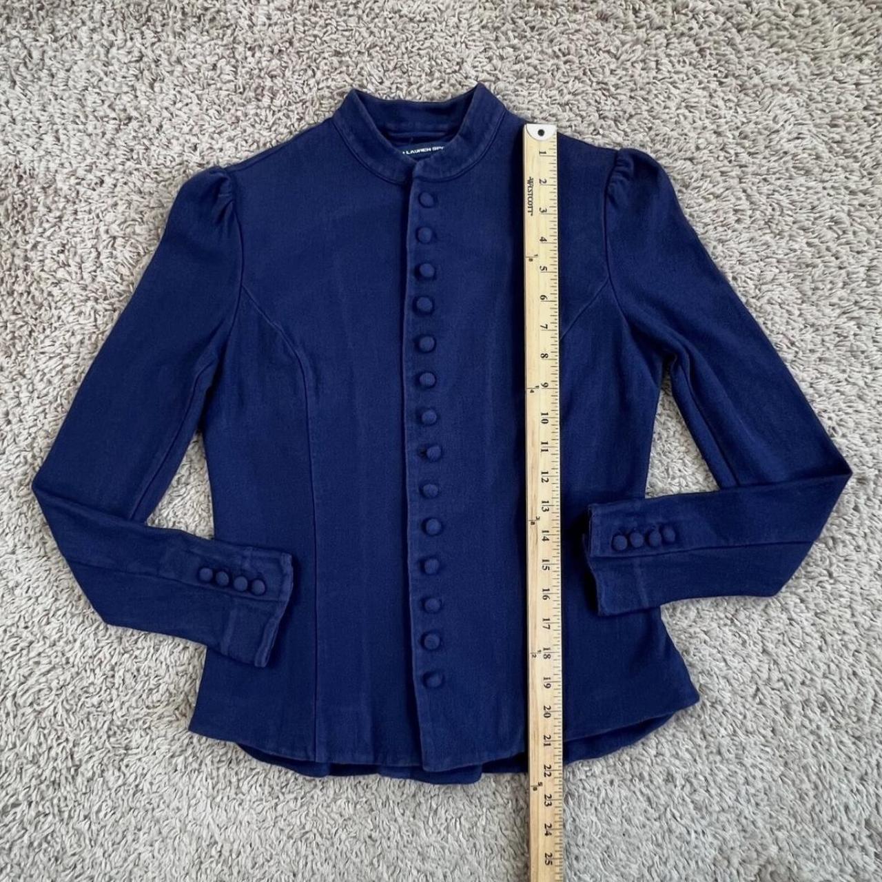 RALPH LAUREN Navy Blue Buttoned Mock Neck Riding... - Depop