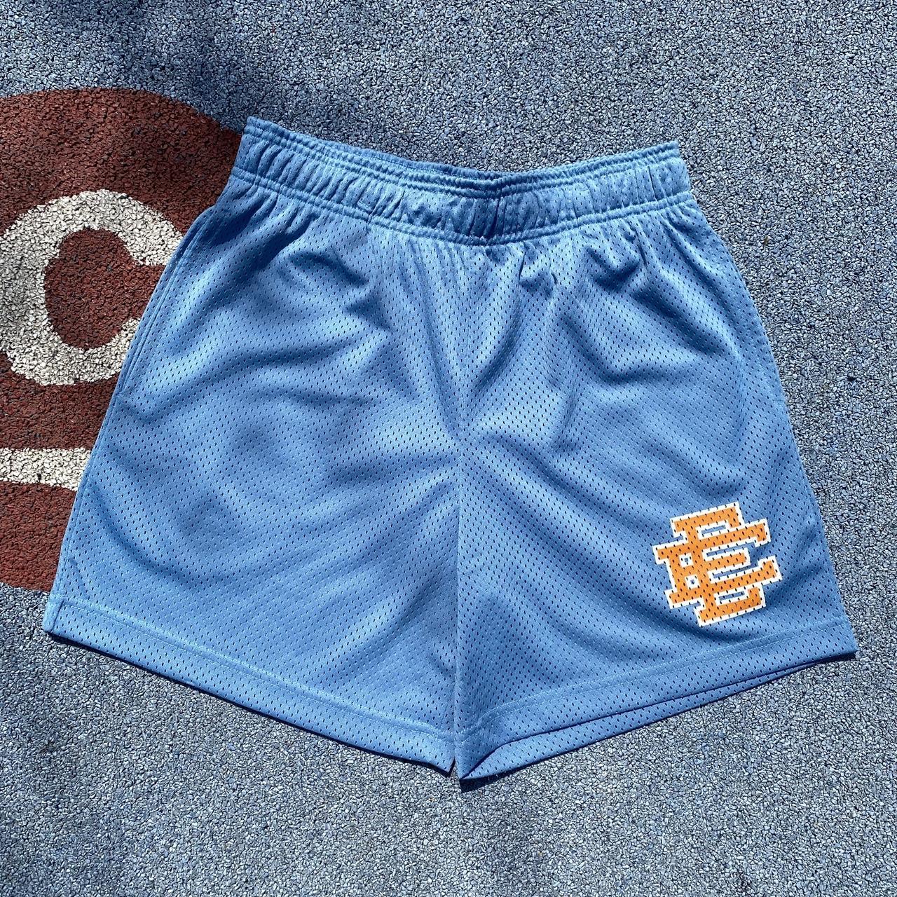 Ee Shorts Yellow And Light Blue With Yellow Ee Logo Depop