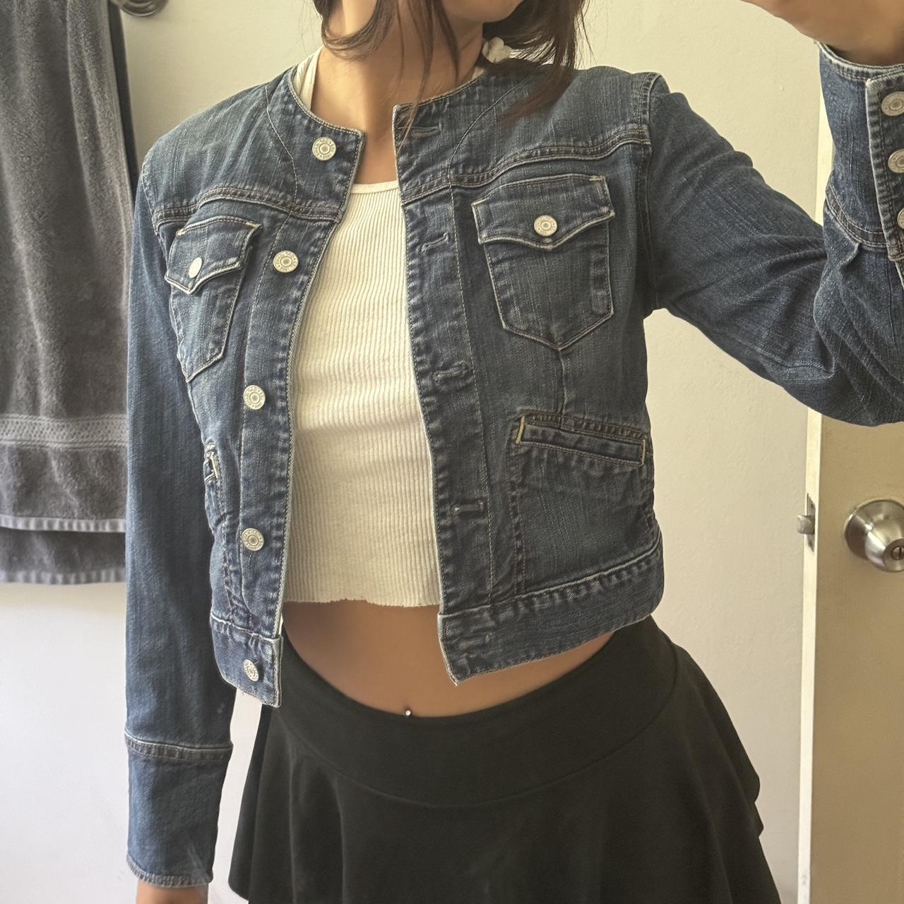 LADIES GAP STRETCH DENIM JACKET SIZE XS - Depop