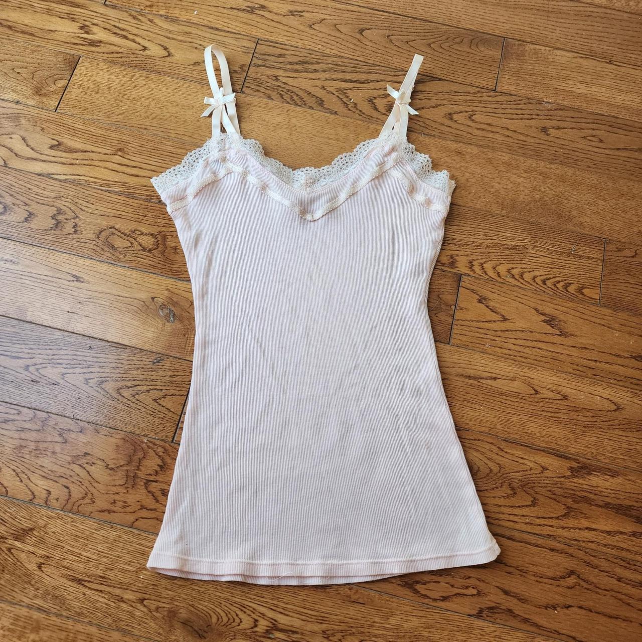 Babydoll lace cami -Pink lace cami with adjustable... | Depop