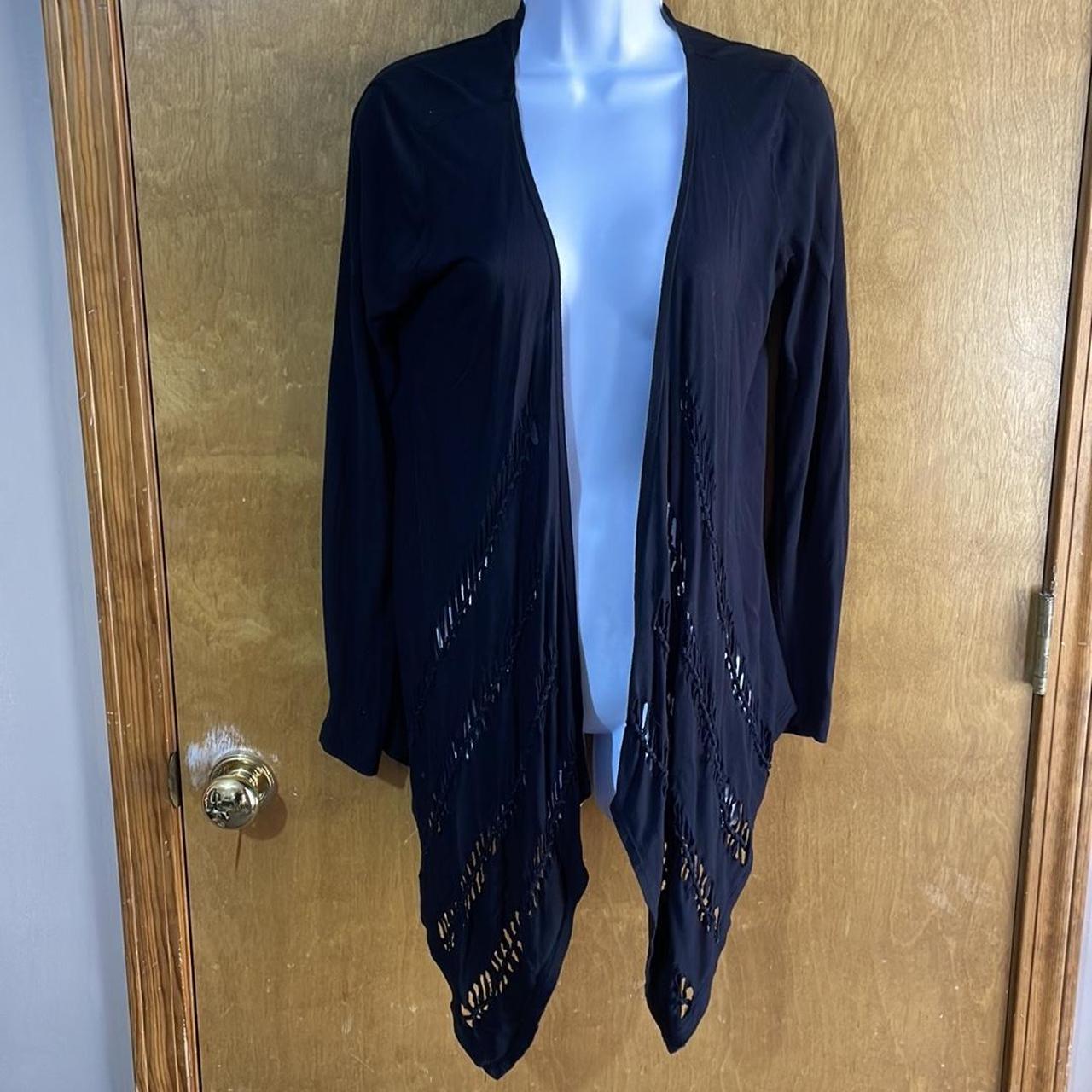 Women’s waterfall cascading knit cardigan. Black.... - Depop