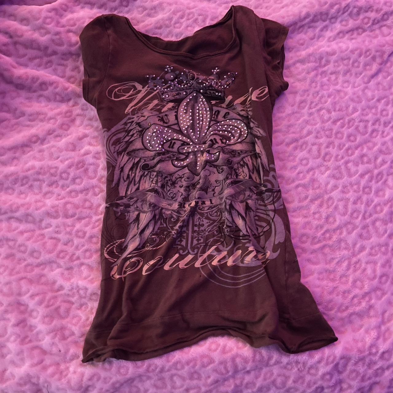 brown affliction form fitting tee! super cute design... - Depop