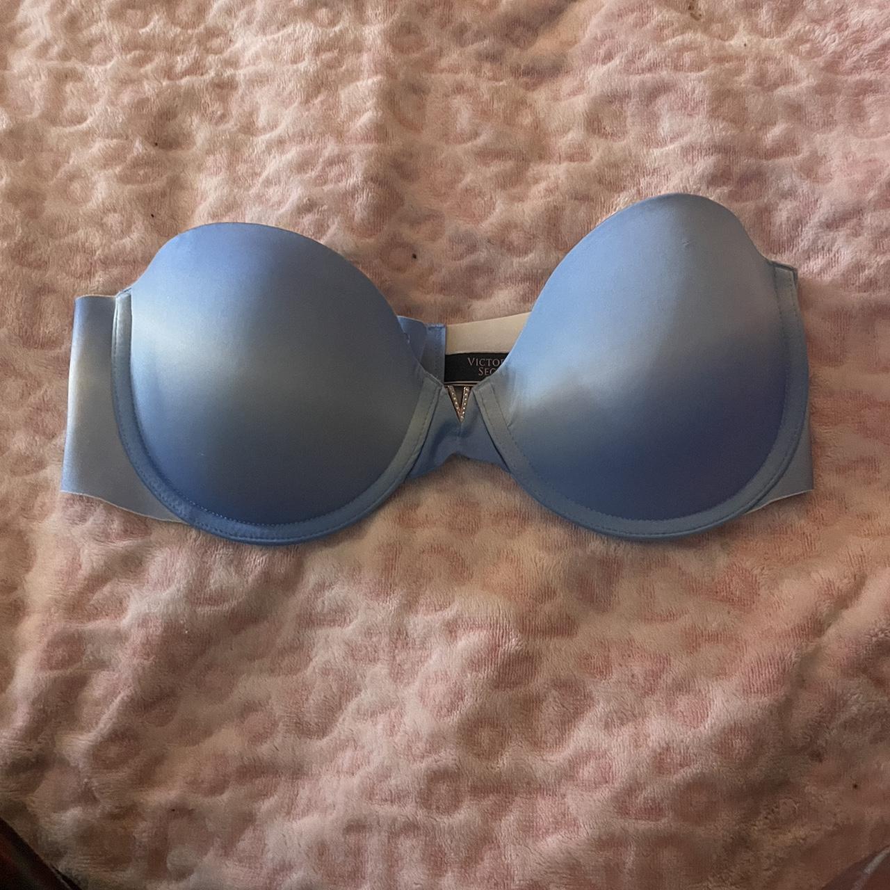 victoria's secret blue strapless bra 34c send... - Depop