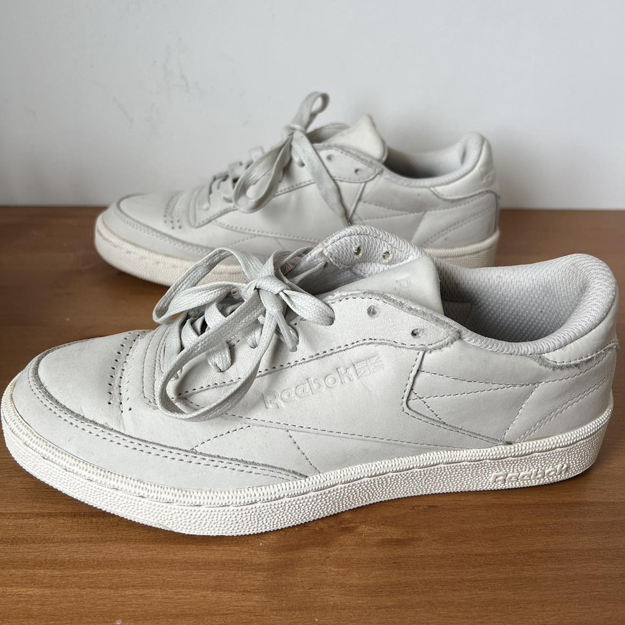Reebok off white suede club c trainers, worn a few... - Depop
