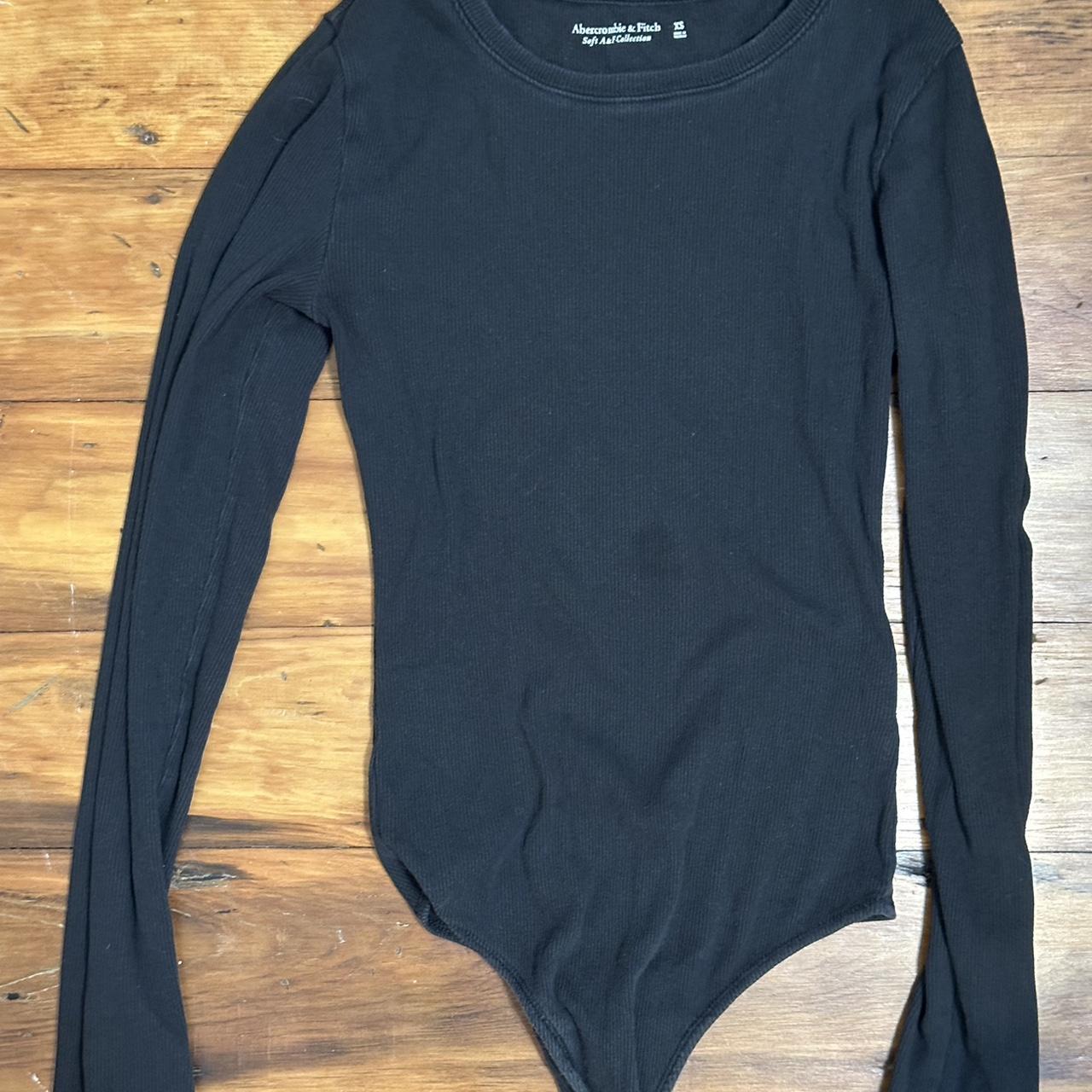Ribbed black body suit from Abercrombie and fitch - Depop