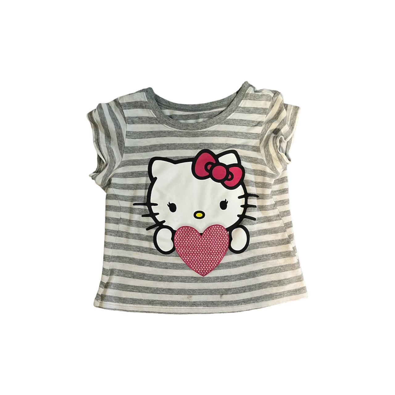 hello kitty striped baby tee fits like a xs/small - Depop