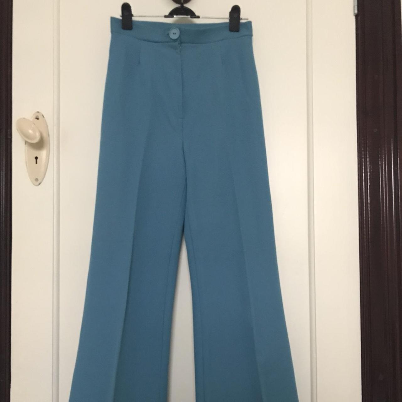 Vintage crimplene trousers, gently flared, super... - Depop