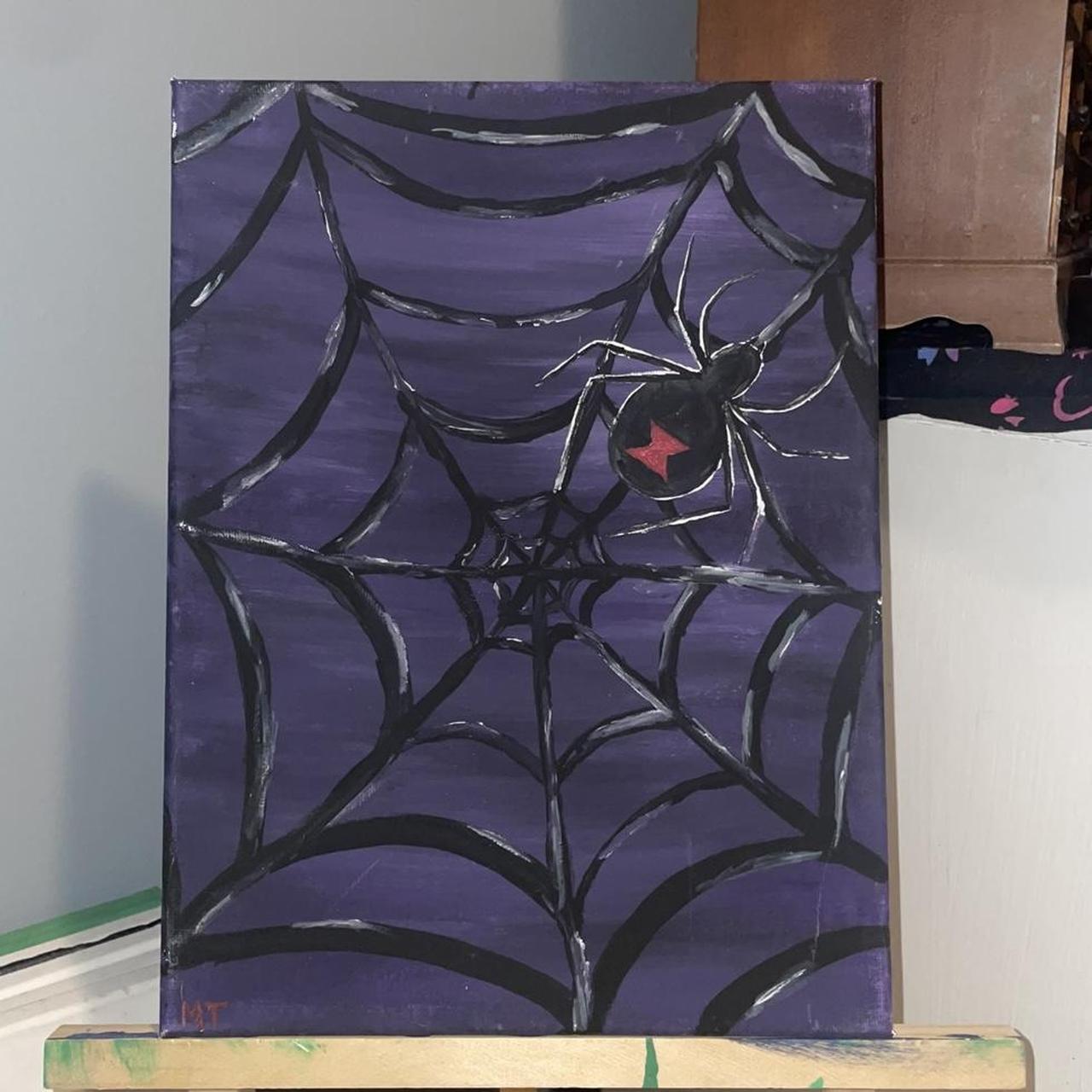 one of a kind hand made spider web painting price... - Depop