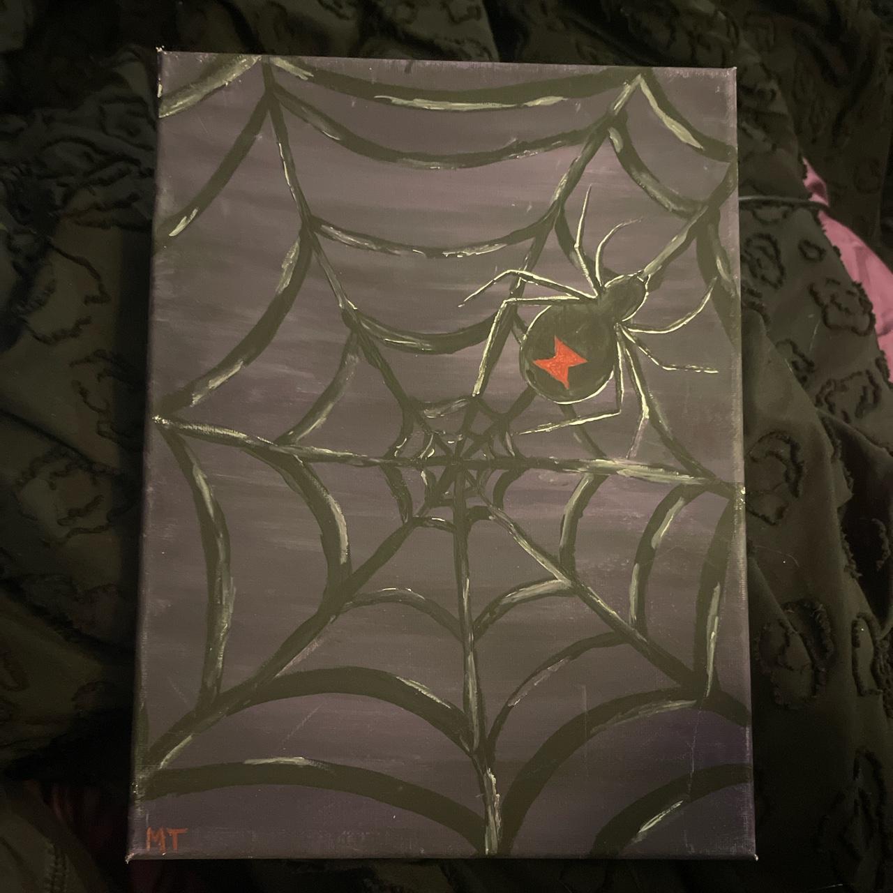 one of a kind hand made spider web painting price... - Depop