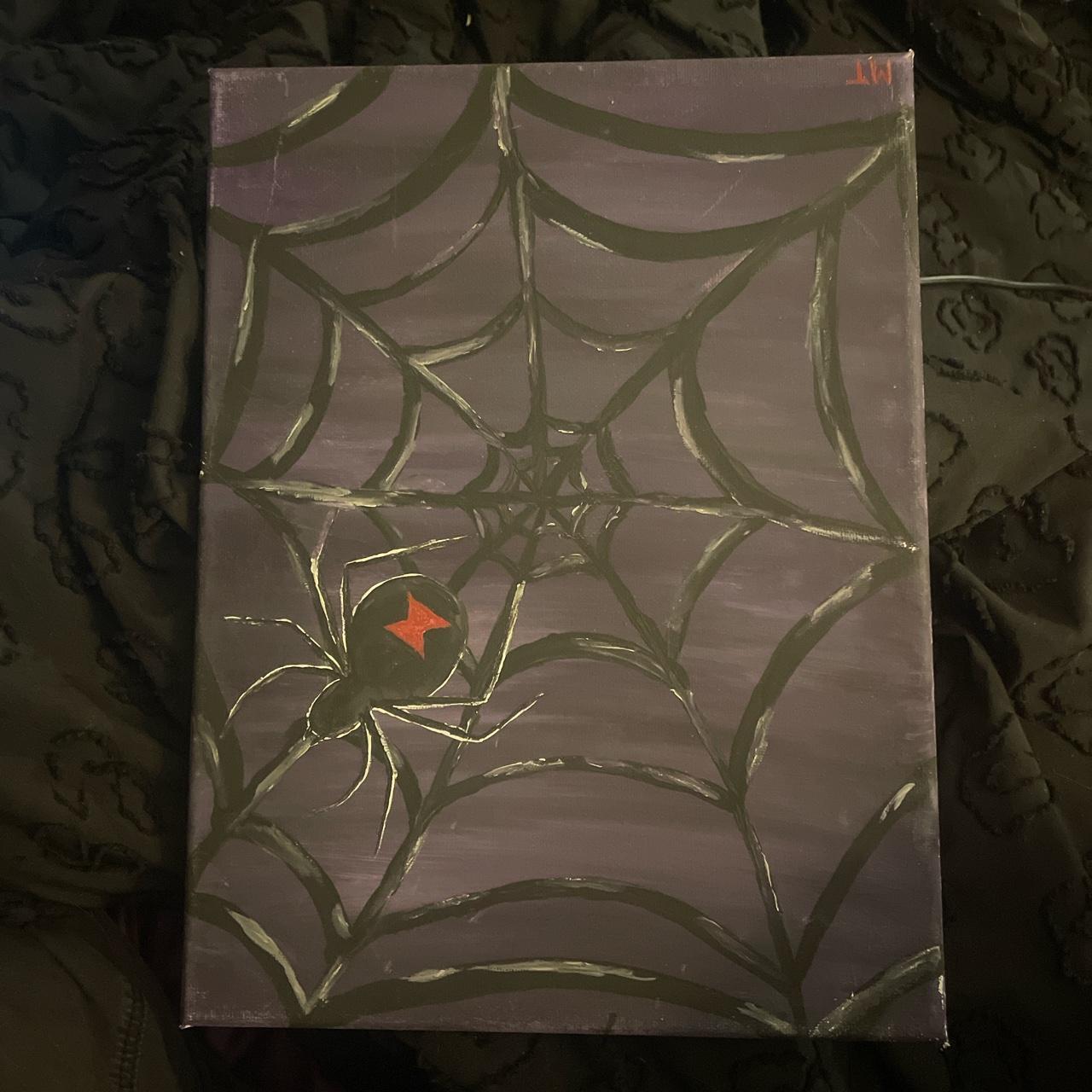 one of a kind hand made spider web painting price... - Depop