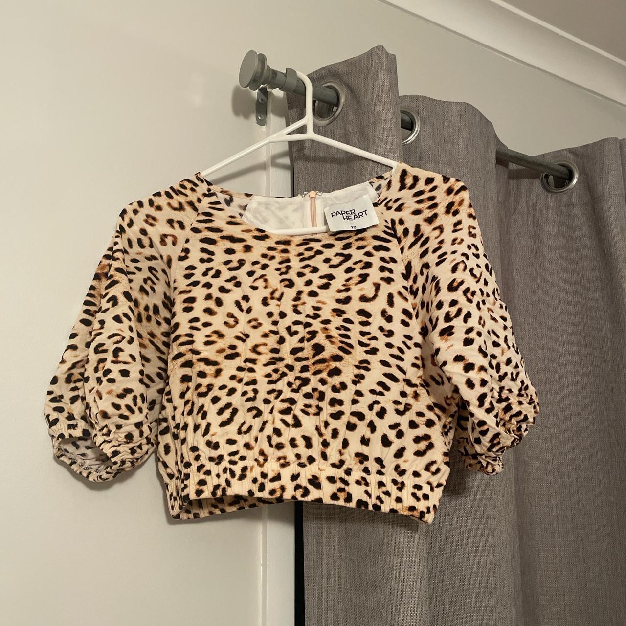 Leopard print crop top From Paper Heart Size 10 Worn... - Depop