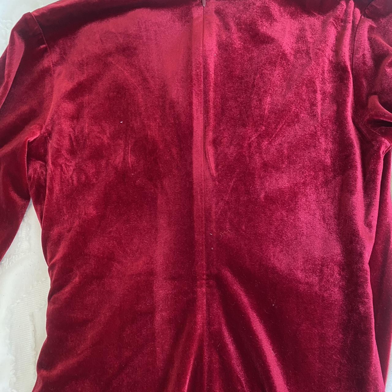 DKNY red velvet v neck dress Size US Small (I’m a... - Depop