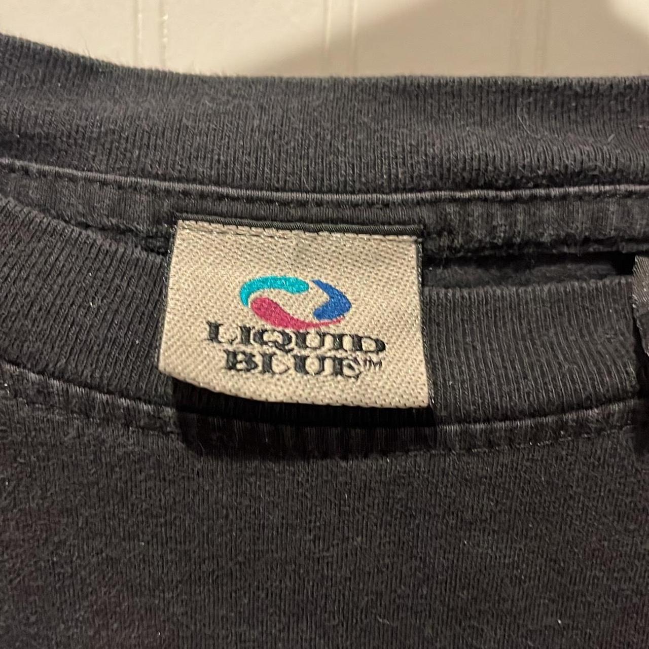 90s liquid blue tee - Depop