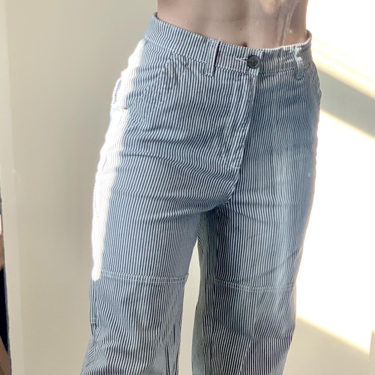 universal thread high-waisted light blue striped... - Depop