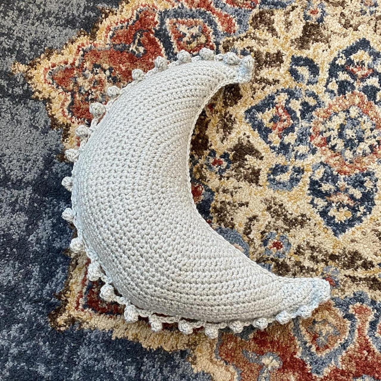 crocheted moon pillow handmade by me with 100%... - Depop