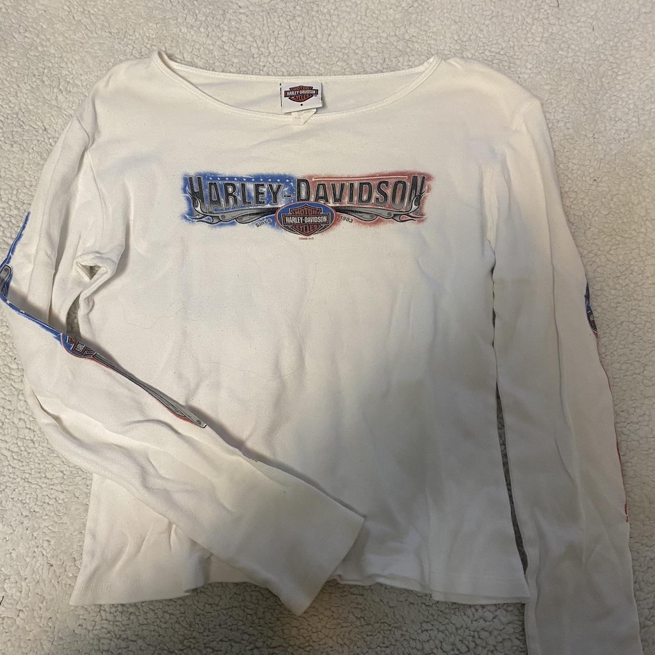 harley davidson long sleeve super cute size small - Depop