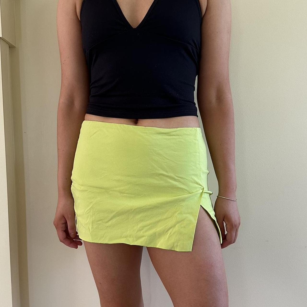 supre mini skirt - size 10 - bright green colour -... - Depop